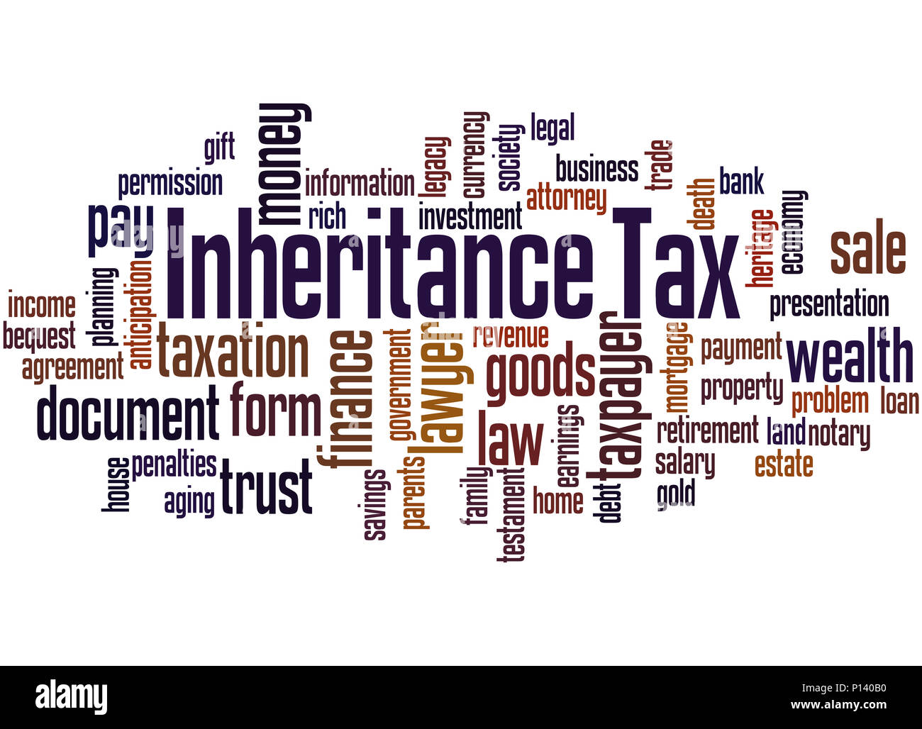 Inheritance tax, word cloud concept on white background Stock Photo - Alamy