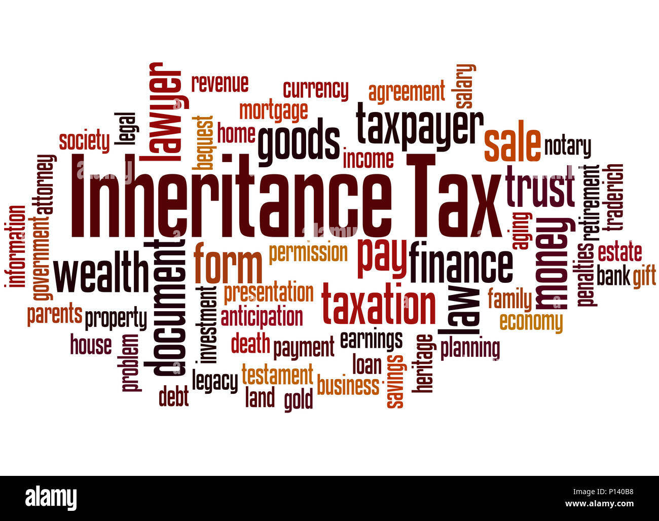 Inheritance tax, word cloud concept on white background Stock Photo - Alamy