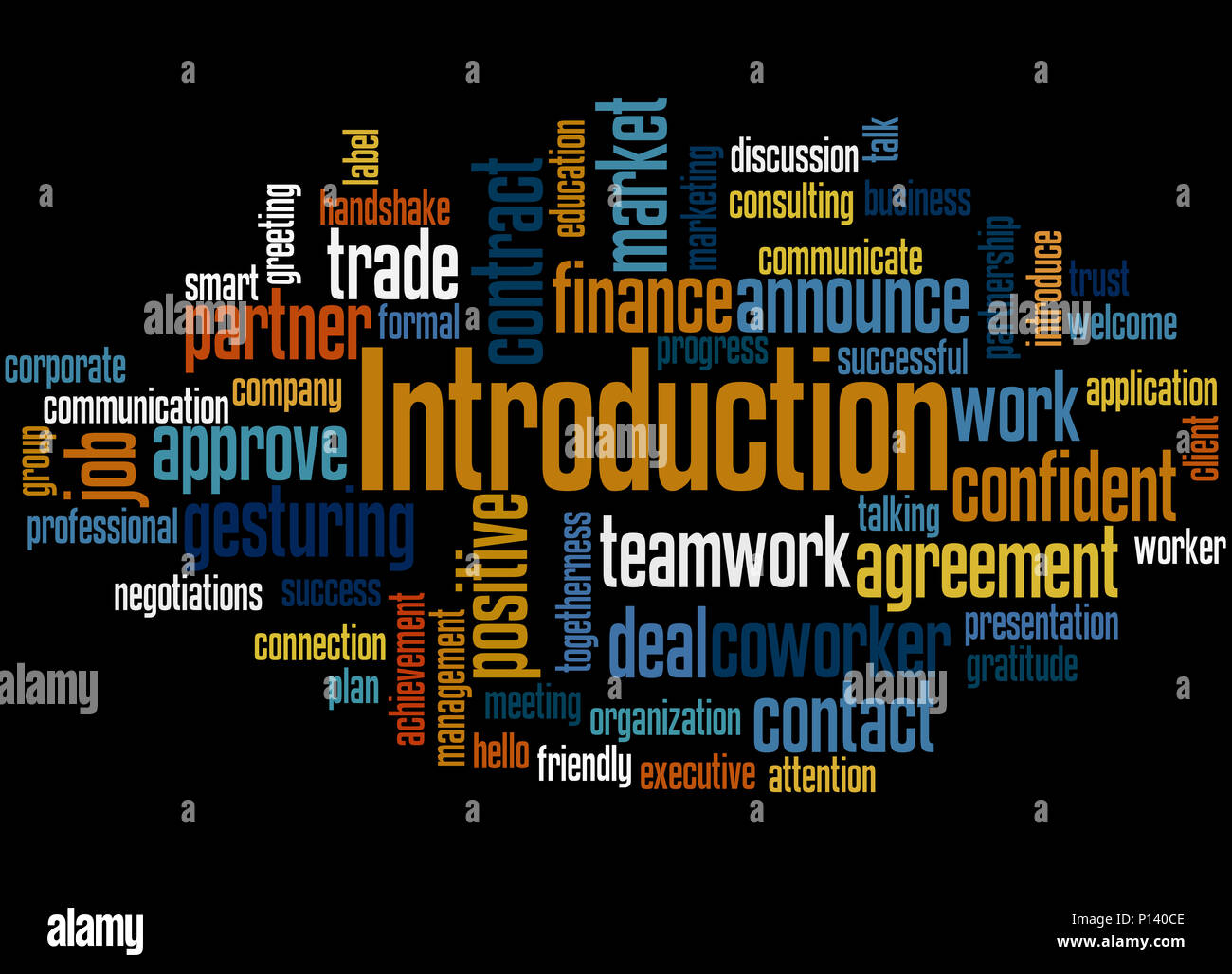 Introduction, word cloud concept on black background Stock Photo - Alamy