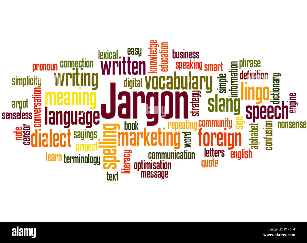 Jargon, word cloud concept on white background Stock Photo - Alamy