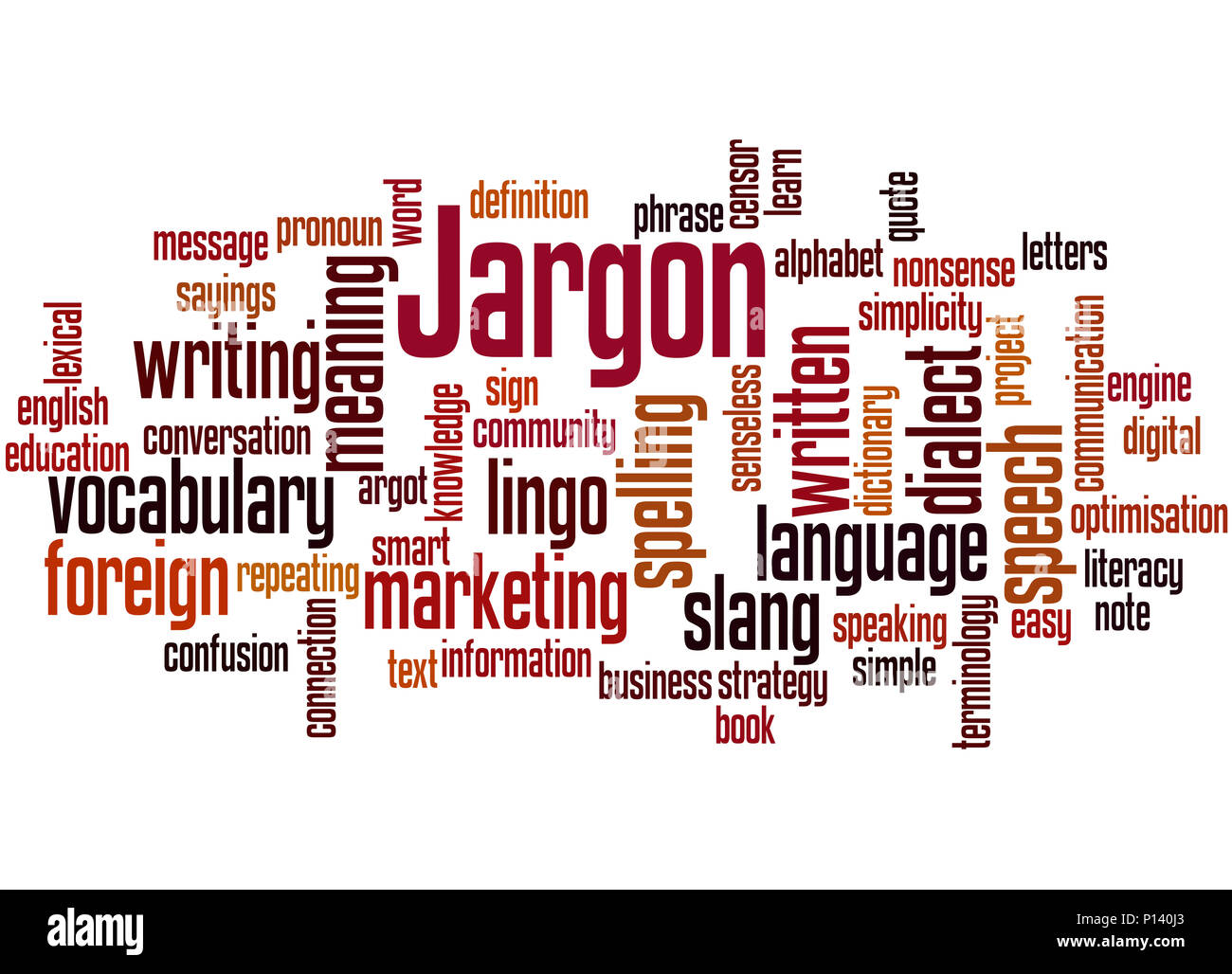 Jargon, word cloud concept on white background Stock Photo - Alamy