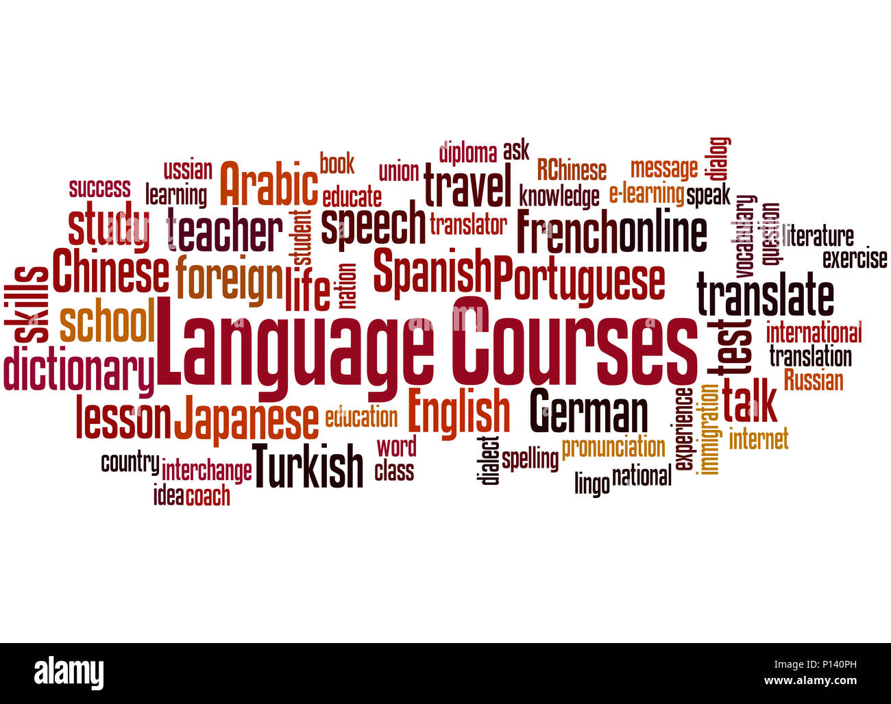 Language Courses, word cloud concept on white background Stock Photo ...