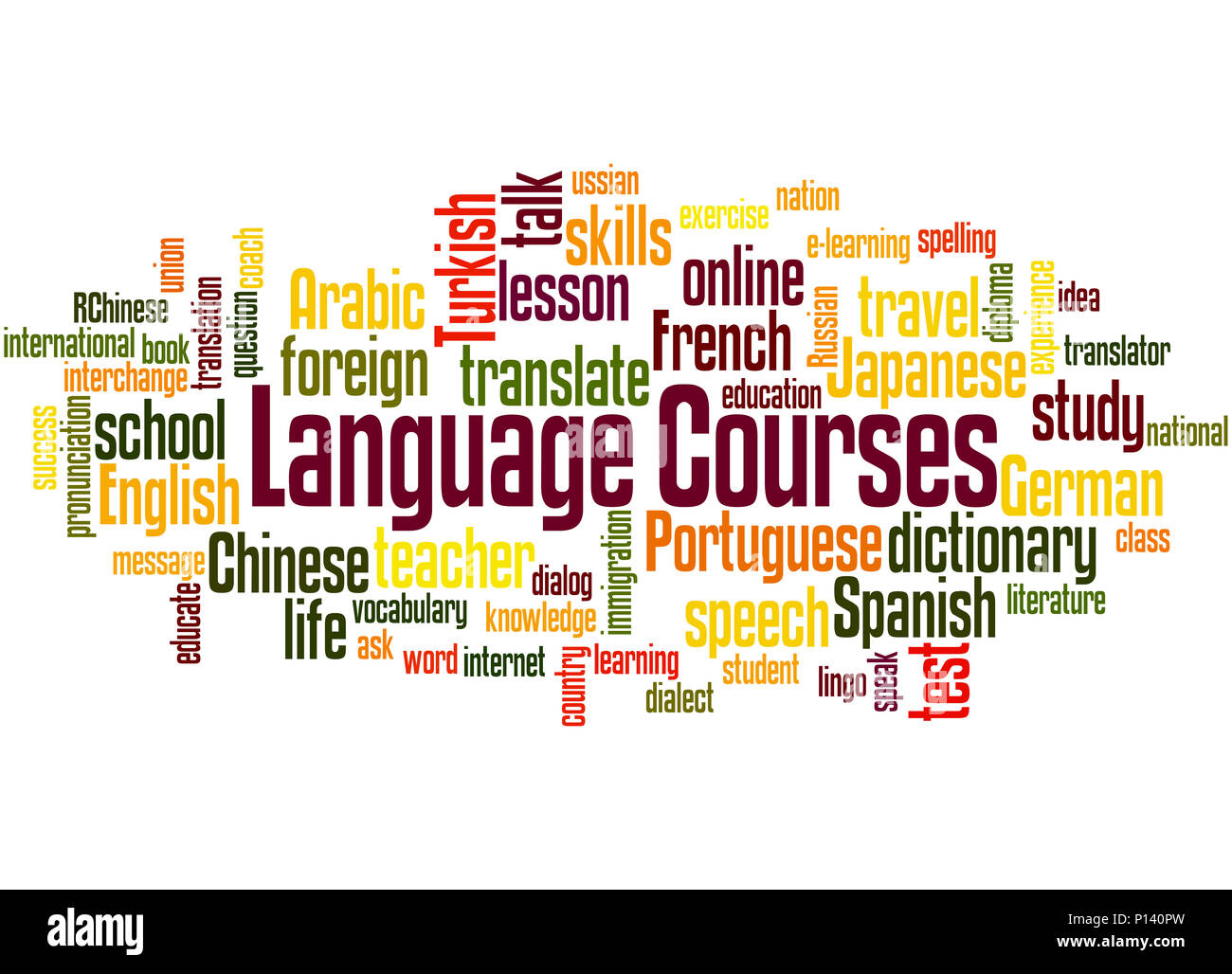 Language Courses, word cloud concept on white background Stock Photo ...