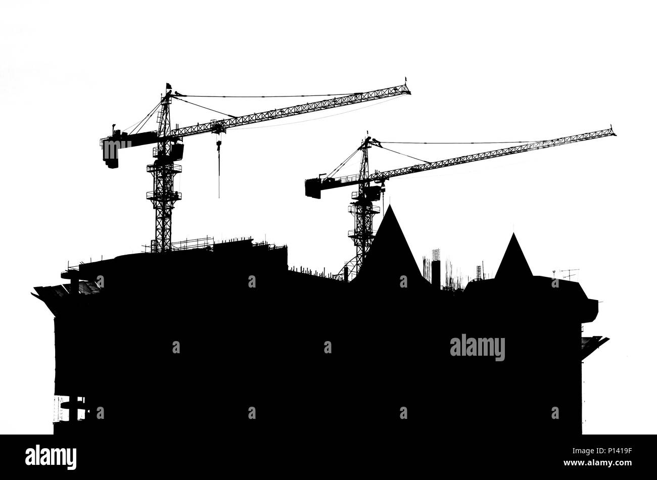 mobile crane lifting generator, silhouettes at sunset Stock Photo - Alamy