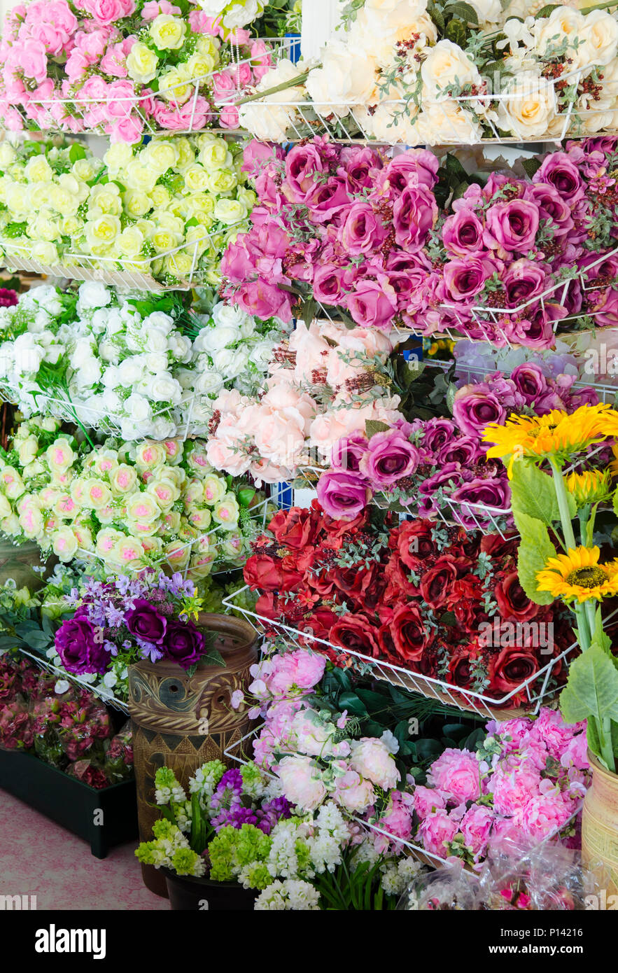 Colorful flowers in a flower shop on a market Stock Photo - Alamy