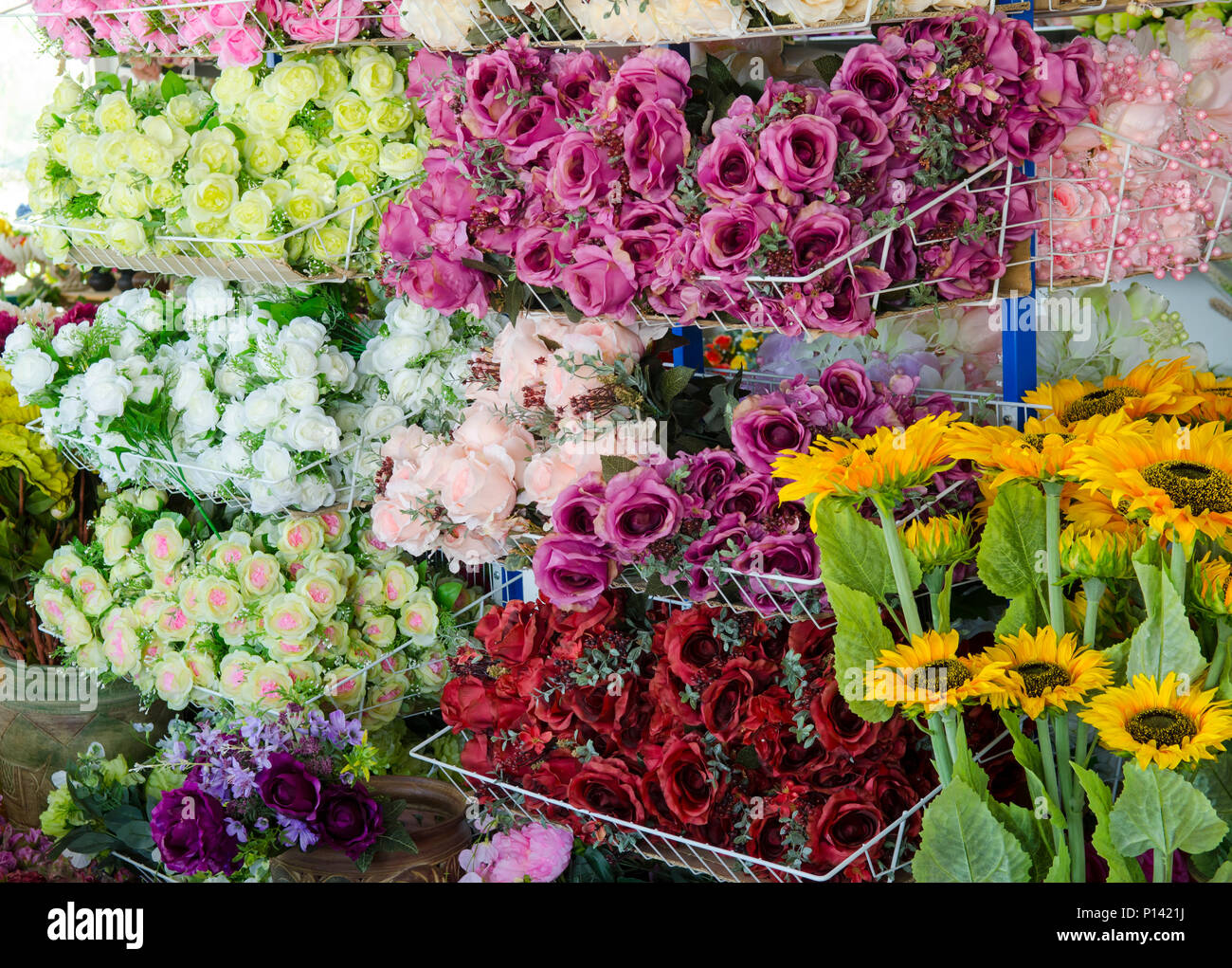 Colorful flowers in a flower shop on a market Stock Photo - Alamy