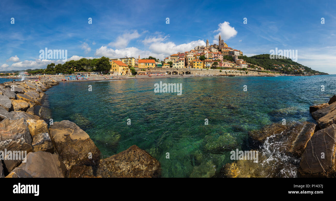 The town of Cervo and its beach. Liguria. Italia Stock Photo - Alamy