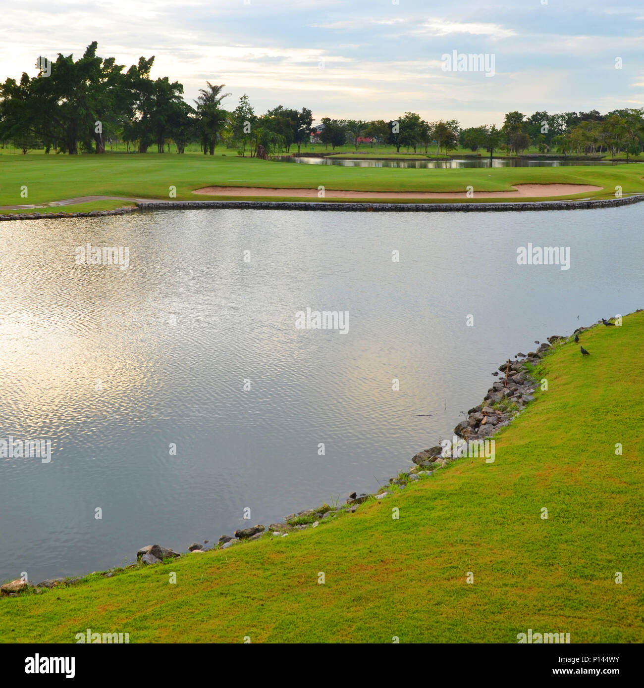 Lake at the beautiful golf course Stock Photo - Alamy