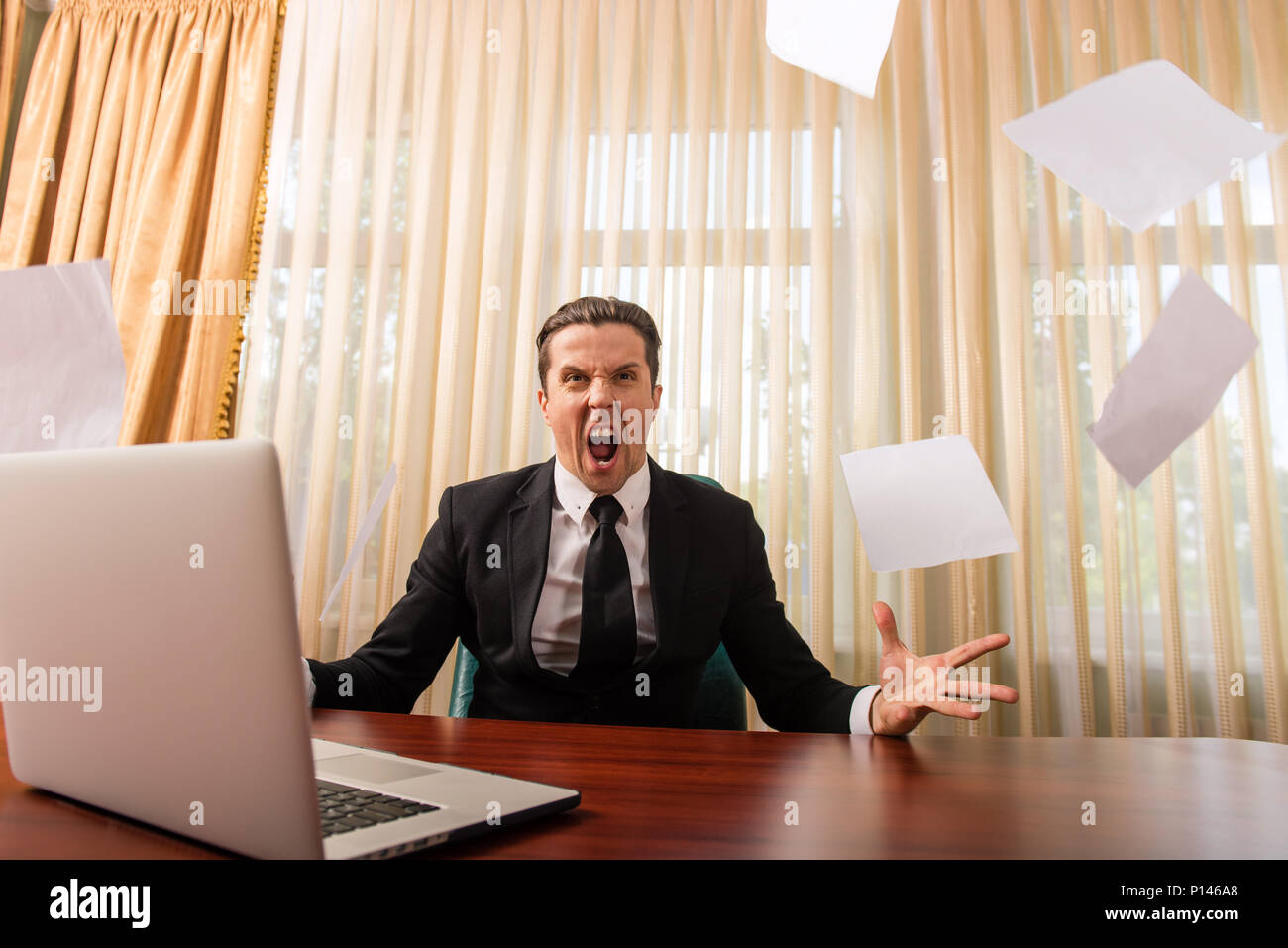 Business man flying paper hi-res stock photography and images - Alamy