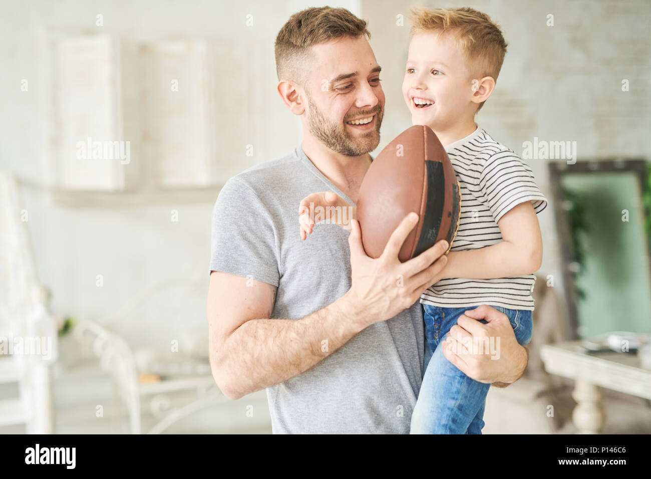 Playing Rugby at Home Stock Photo - Alamy
