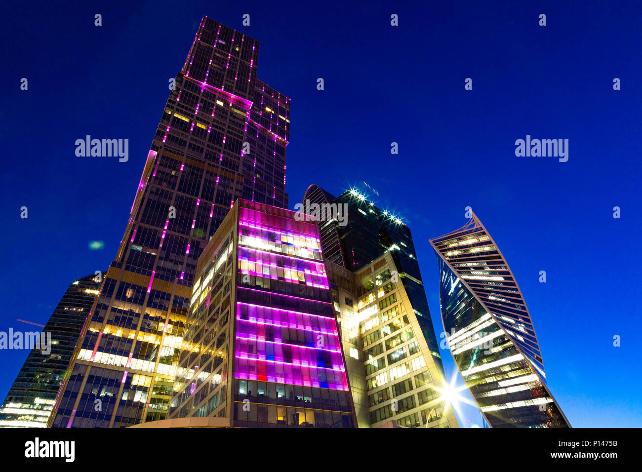 modern Business Center in the night lights Stock Photo - Alamy
