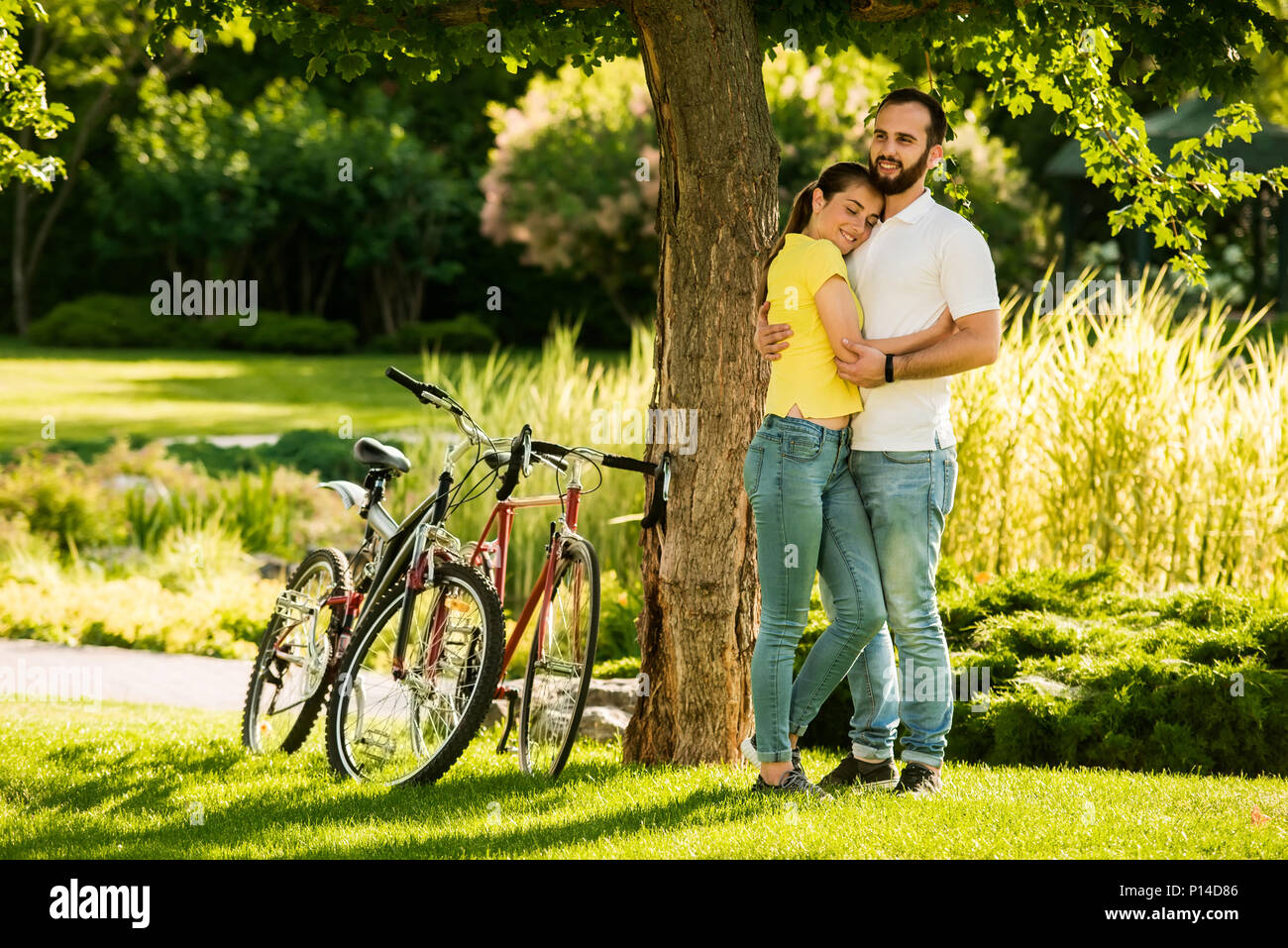 Romantic sensual couple on summer vacation. Beautiful summer date on ...