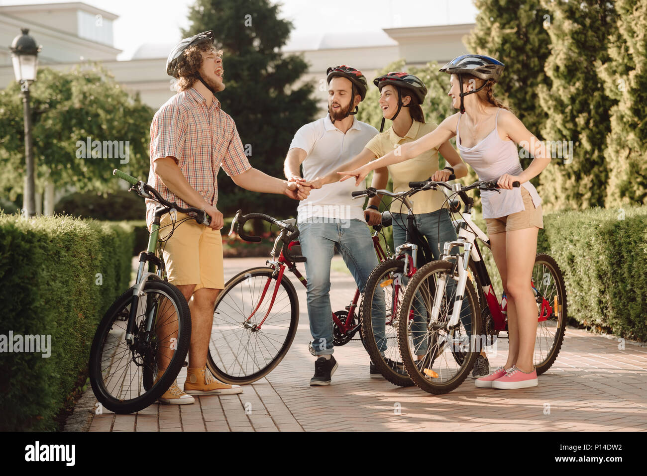 Happy cyclists hi-res stock photography and images - Alamy