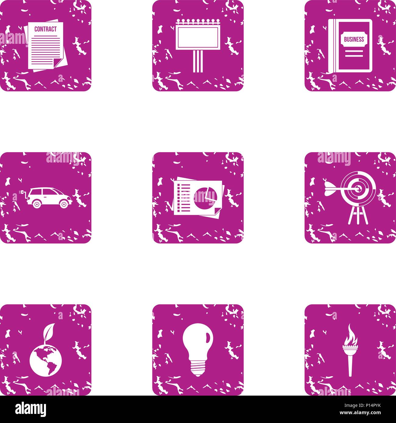 Business undertaking icons set, grunge style Stock Vector Image & Art ...