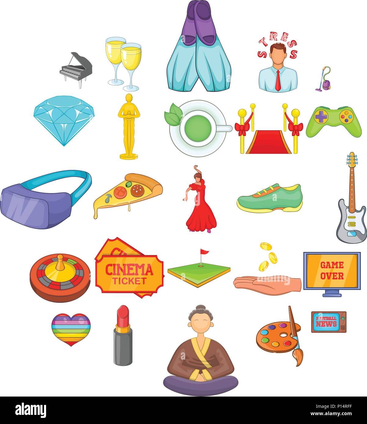 Weekend icons set, cartoon style Stock Vector Image & Art - Alamy