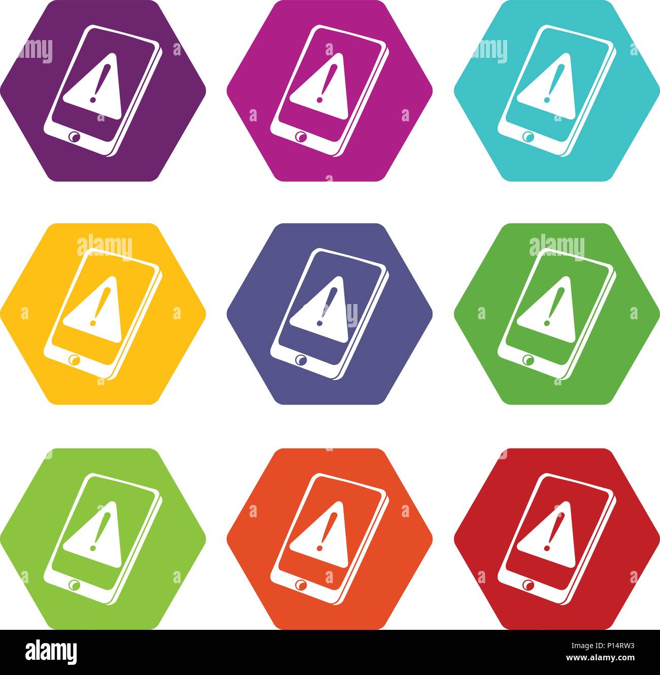 Warning smartphone icons set 9 vector Stock Vector Image & Art - Alamy