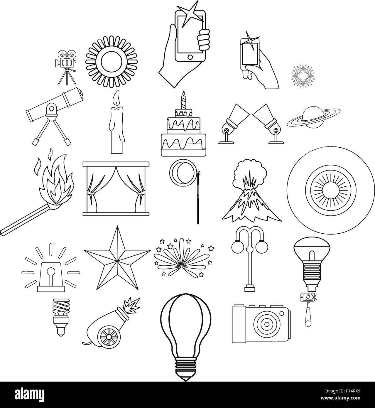 Burst icons set, outline style Stock Vector Image & Art - Alamy