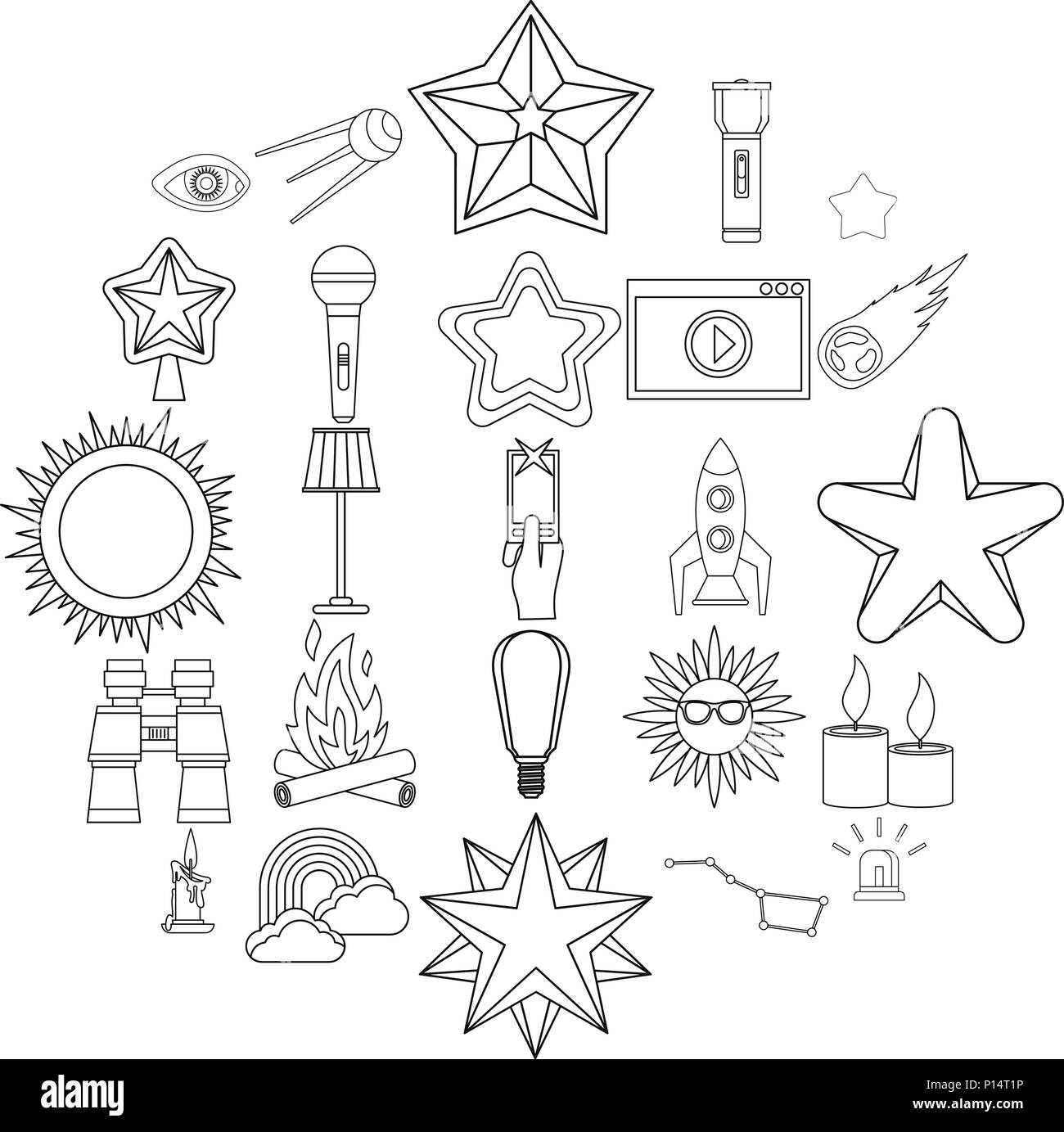 Flare icons set, outline style Stock Vector Image & Art - Alamy