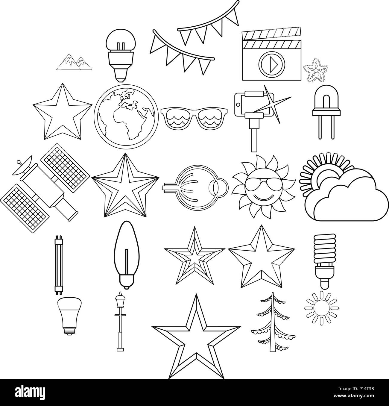 Flash icons set, outline style Stock Vector Image & Art - Alamy