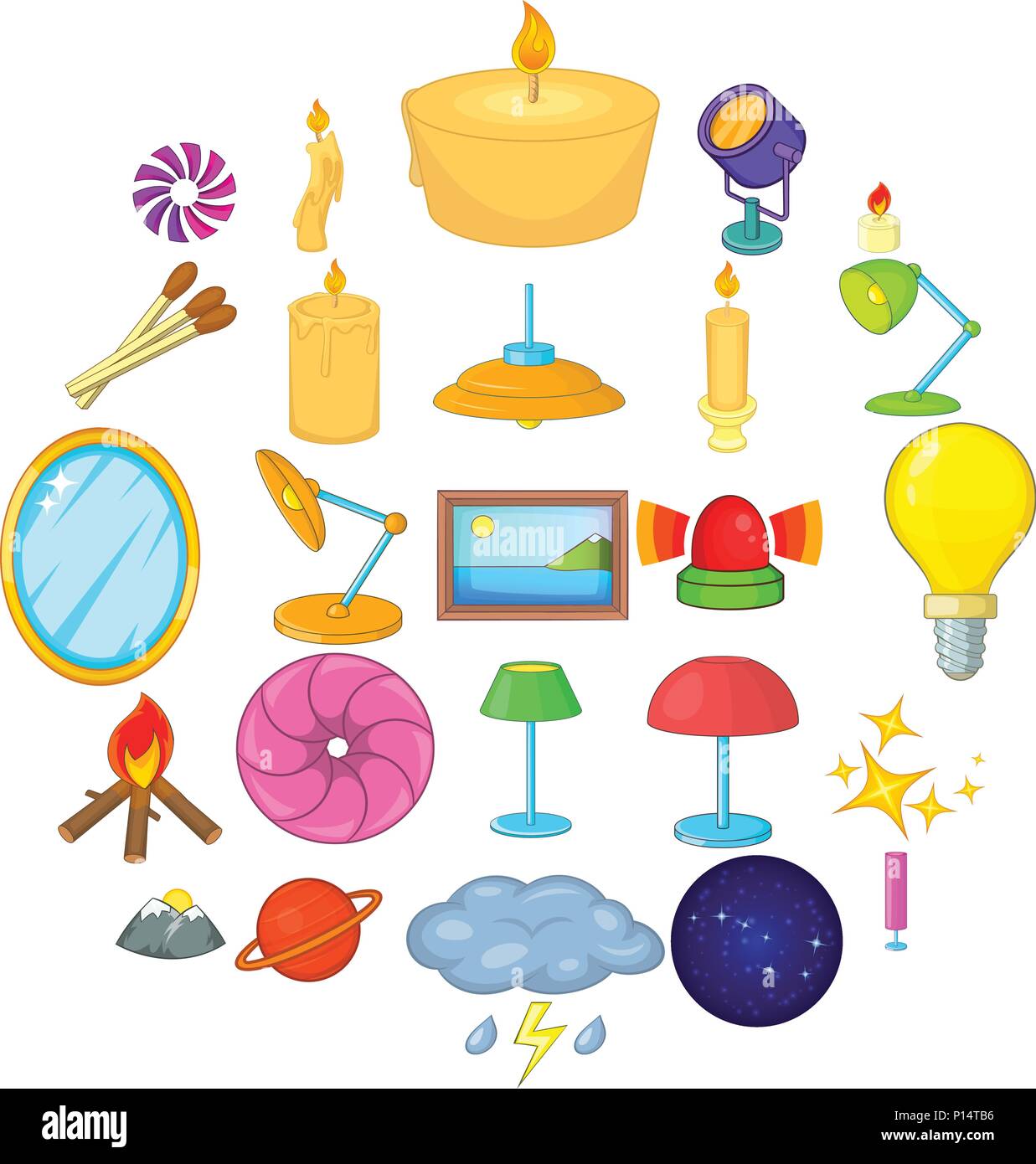 Light icons set, cartoon style Stock Vector Image & Art - Alamy