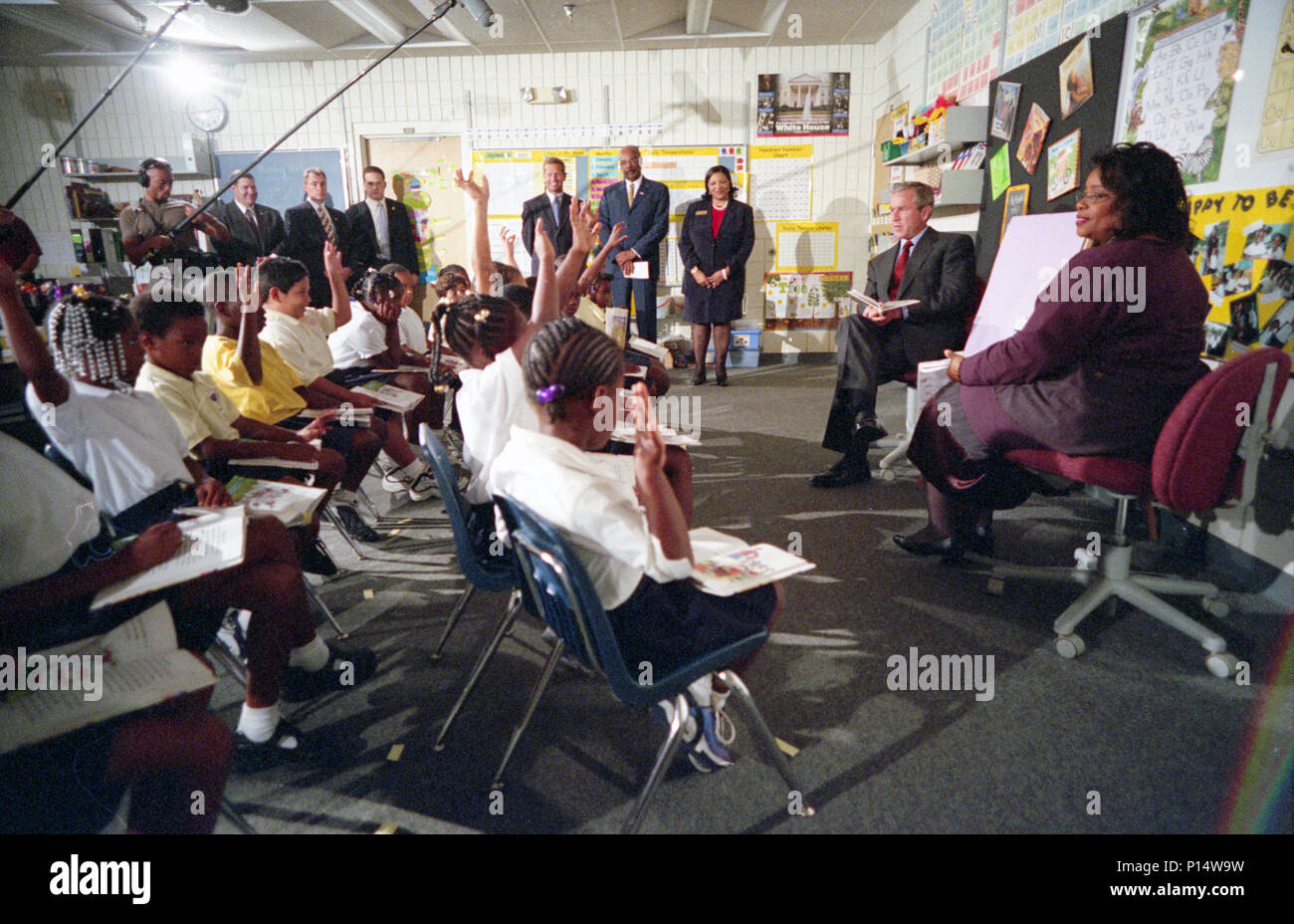 President George W. Bush participates in a reading demonstration the ...