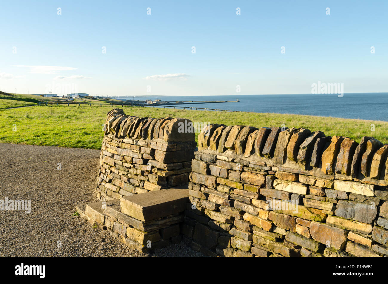 A Dry Stone Wall at Nose's Point, Seaham, County Durham Stock Photo - Alamy