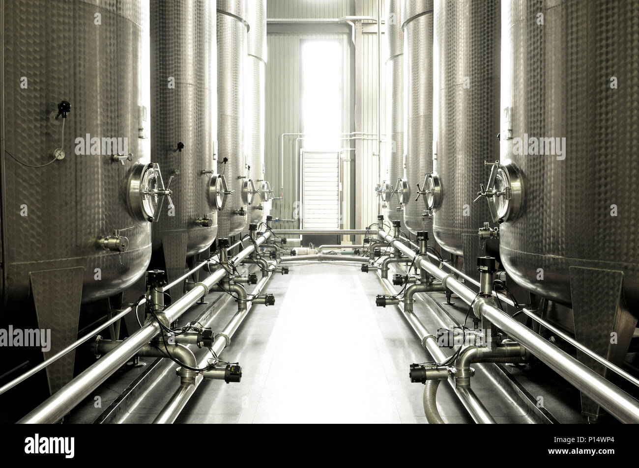 Distillery - stainless steel tanks Stock Photo - Alamy