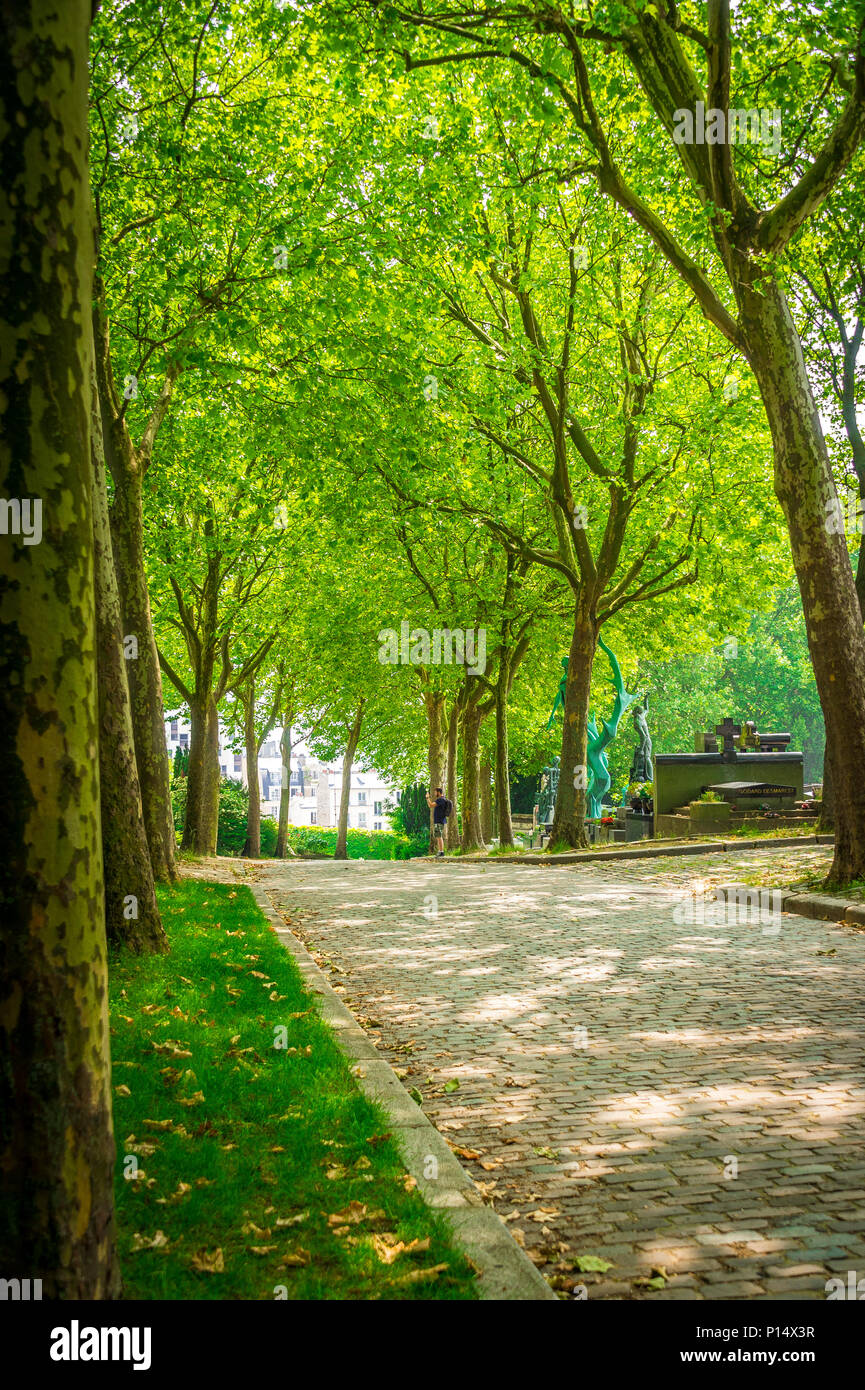 The wide, tree lined streets of Père Lachaise Cemetery are a perfect ...