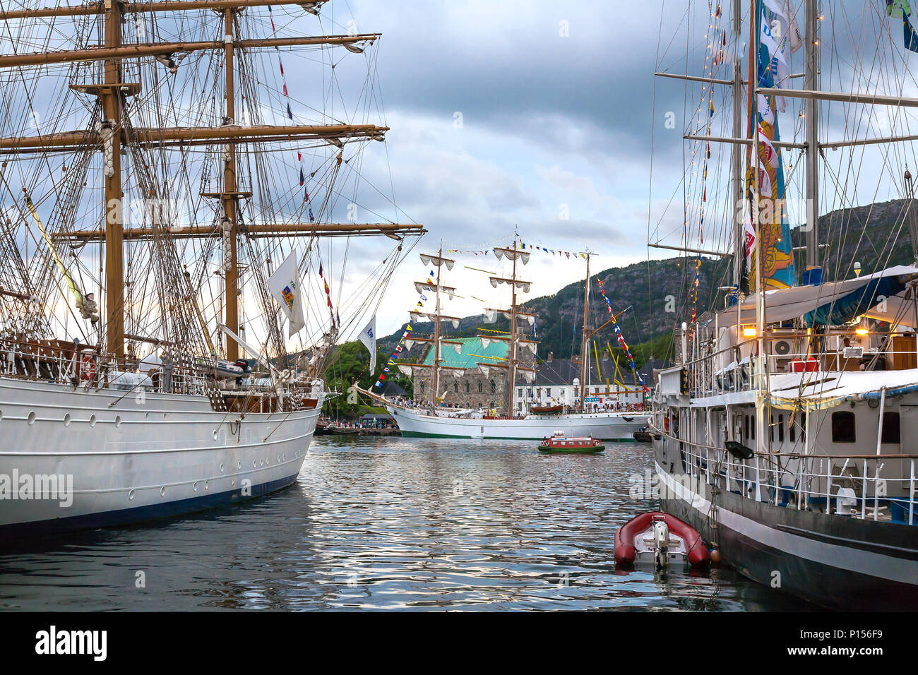 Tall Ships Race 2008. Bergen, Norway. Brazilian clipper Cisne Branco ...