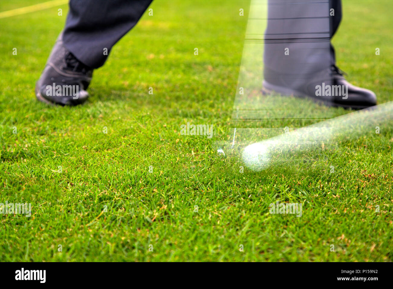 Moment of impact of the golf club on the ball Stock Photo - Alamy