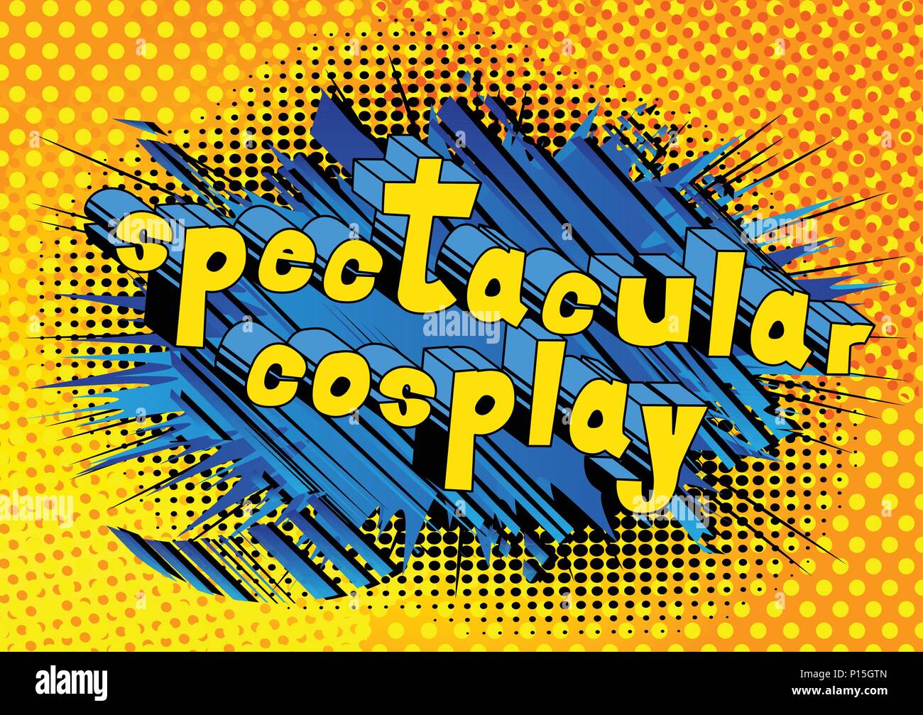 Spectacular Cosplay - Comic book style word on abstract background ...