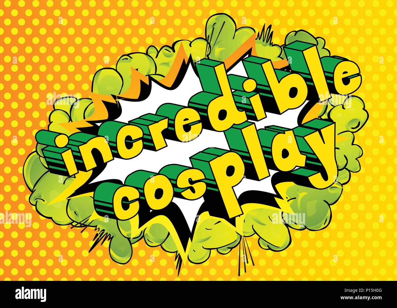 Incredible Cosplay - Comic book style word on abstract background Stock ...