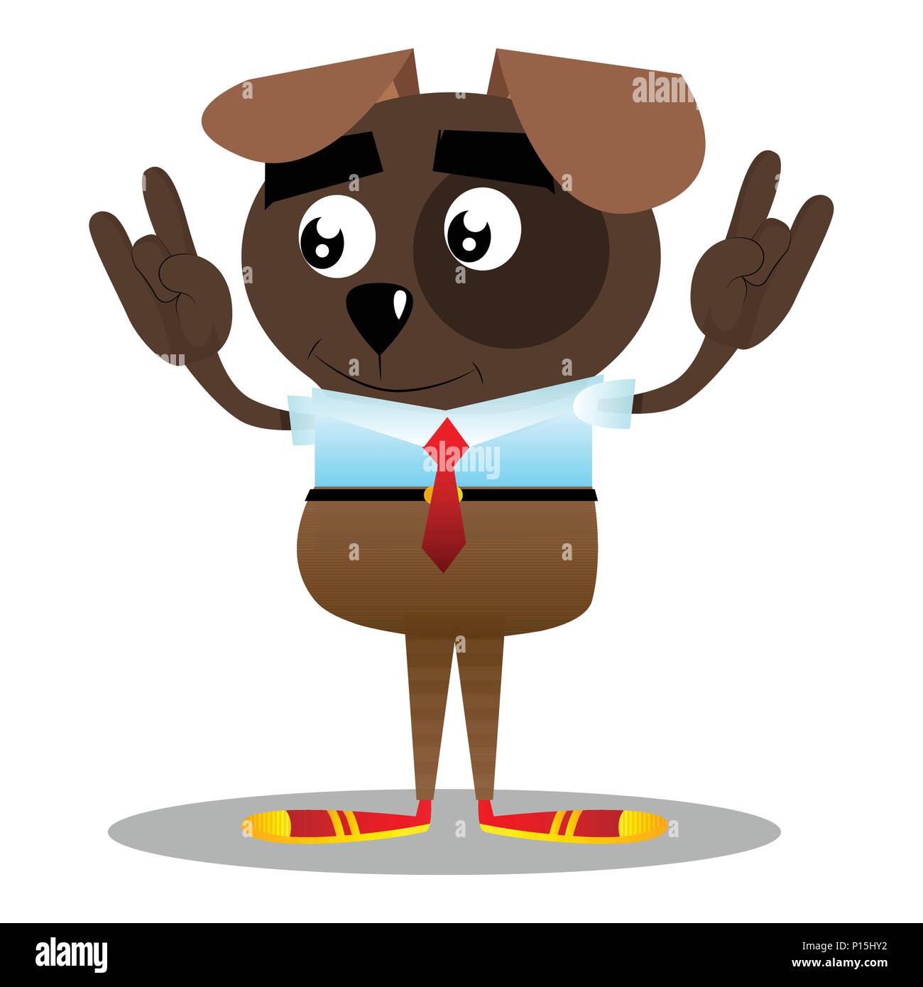 Cartoon illustrated business dog with hands in rocker pose Stock Vector ...