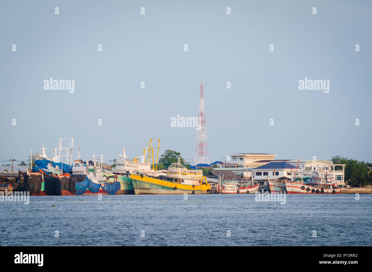 Large container ship arriving in port Stock Photo - Alamy
