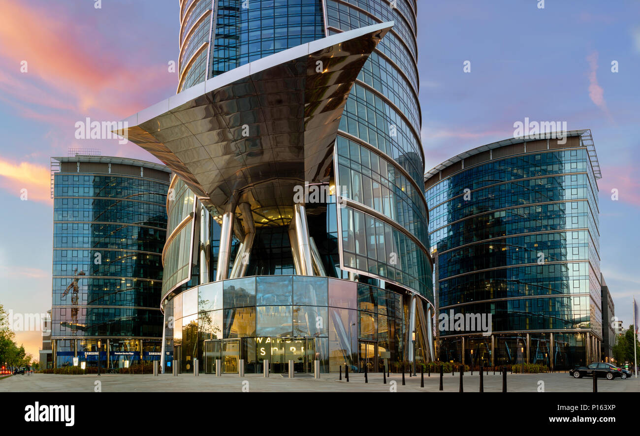 Warsaw,Poland-April 2018:modern office buildings-Warsaw spire, Business ...