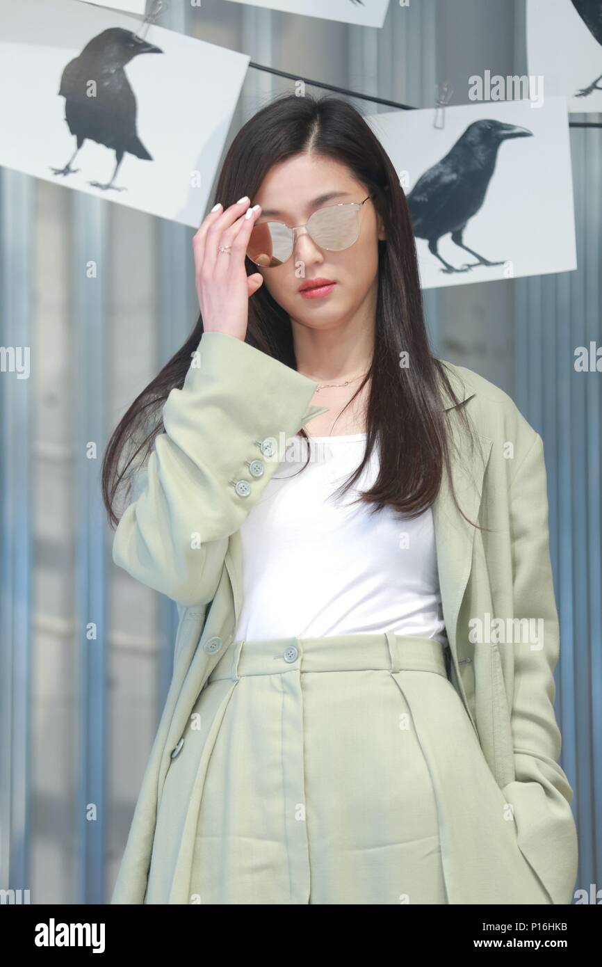 Seoul, Korea. 10th June, 2018. Wang Ji-hyun attends a brand promotion ...
