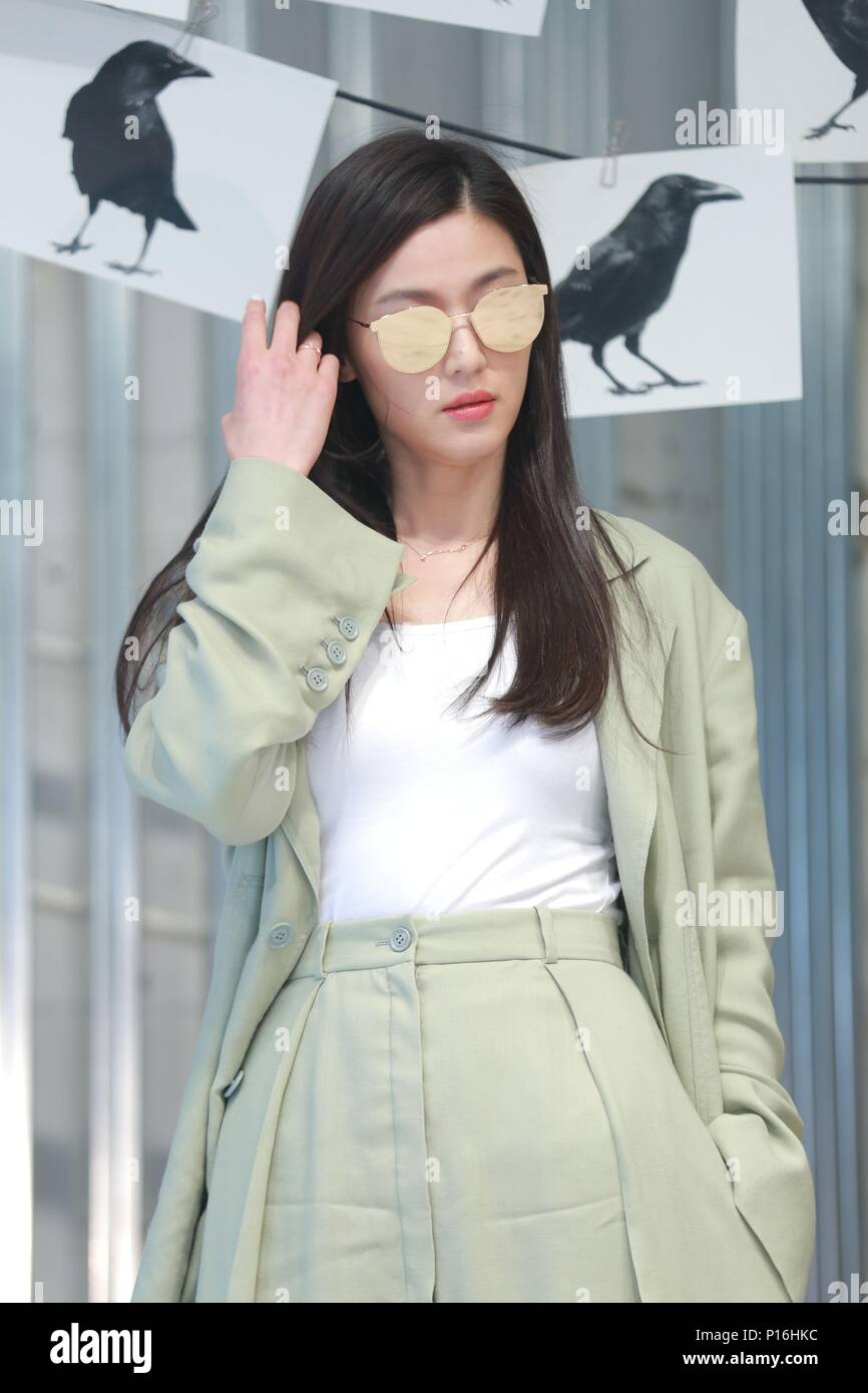 Seoul, Korea. 10th June, 2018. Wang Ji-hyun attends a brand promotion ...