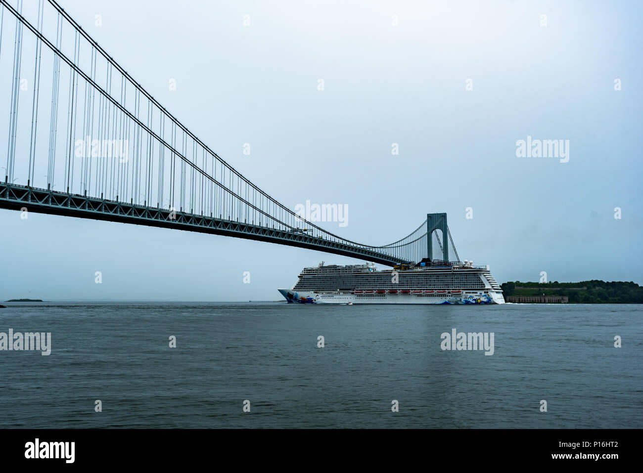 Bay Ridge, New York, USA - June 10, 2018: Norwegian Escape cruise ship ...