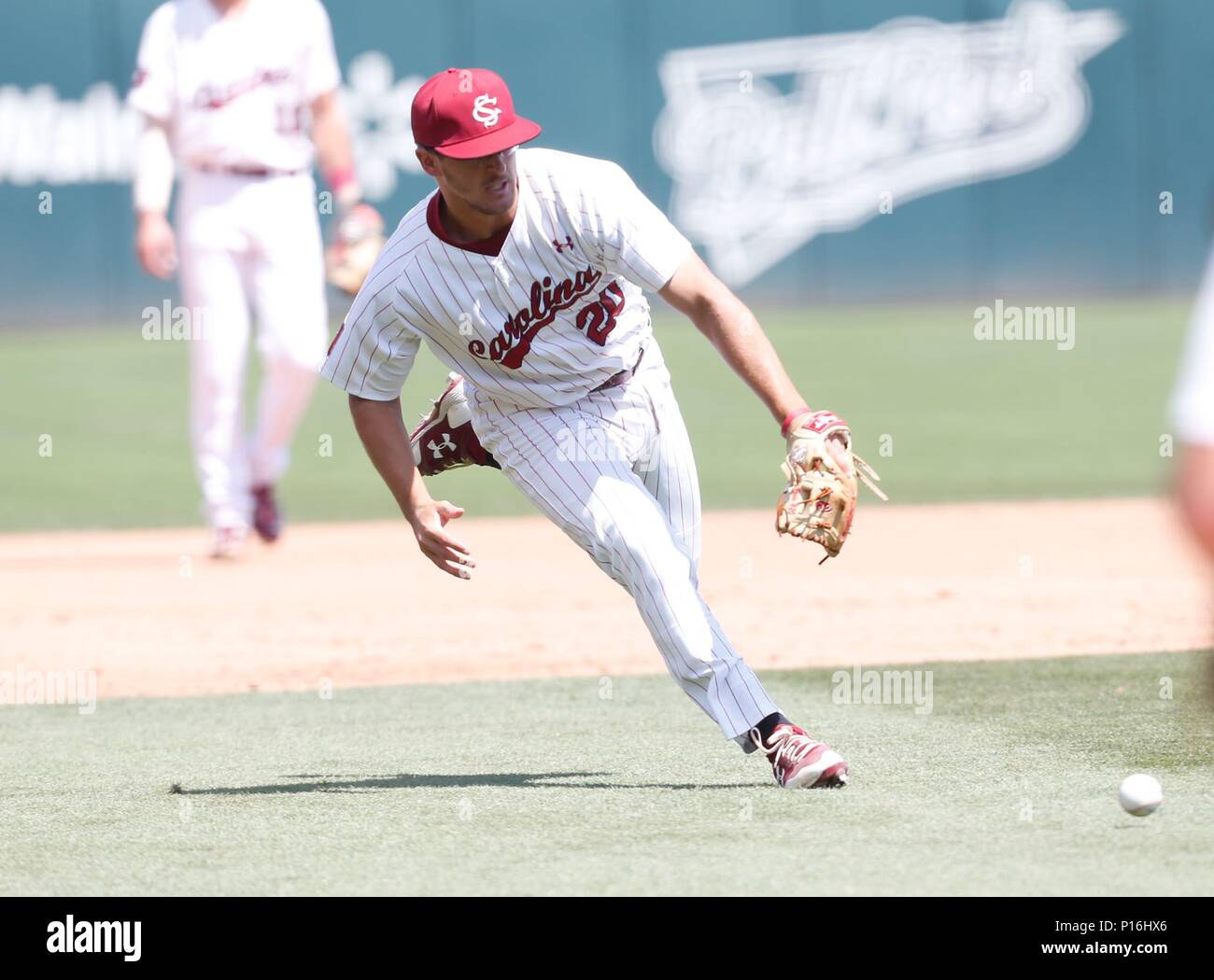 Jun 10, 2018: Gamecocks third baseman Jonah Bride #20 comes up to field ...