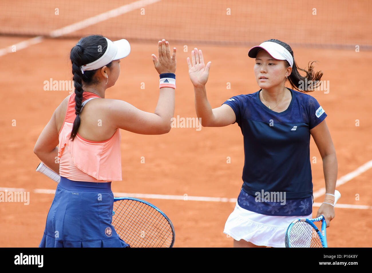 (R-L) Makoto Ninomiya, Eri Hozumi (JPN), JUNE 10, 2018 - Tennis : (R-L ...