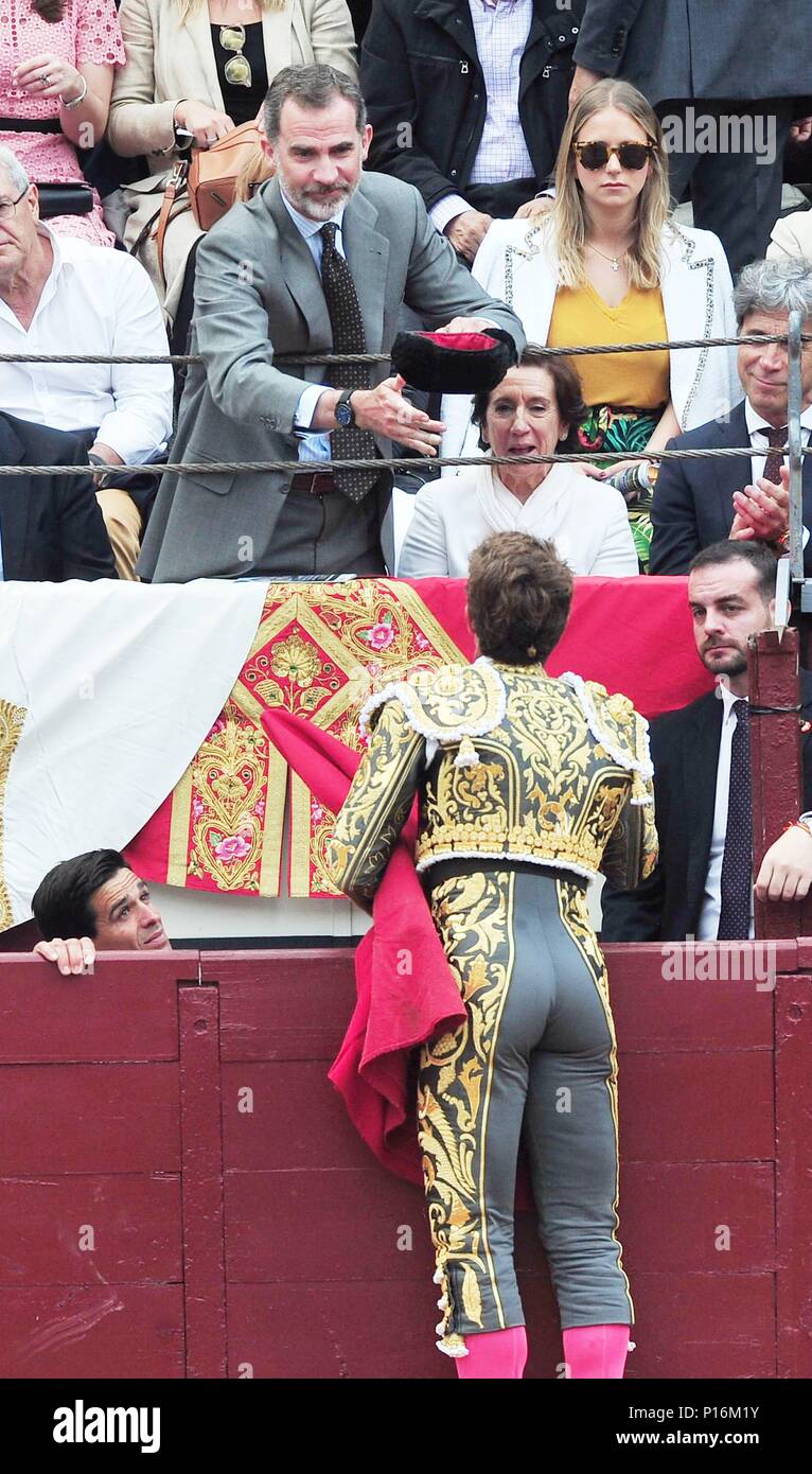 Spanish King Felipe VI during the bullfight press belonging to the San ...