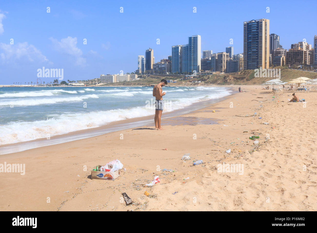 Beirut Lebanon, 11th June 2018. Beirut beaches and Lebanon coast suffer ...