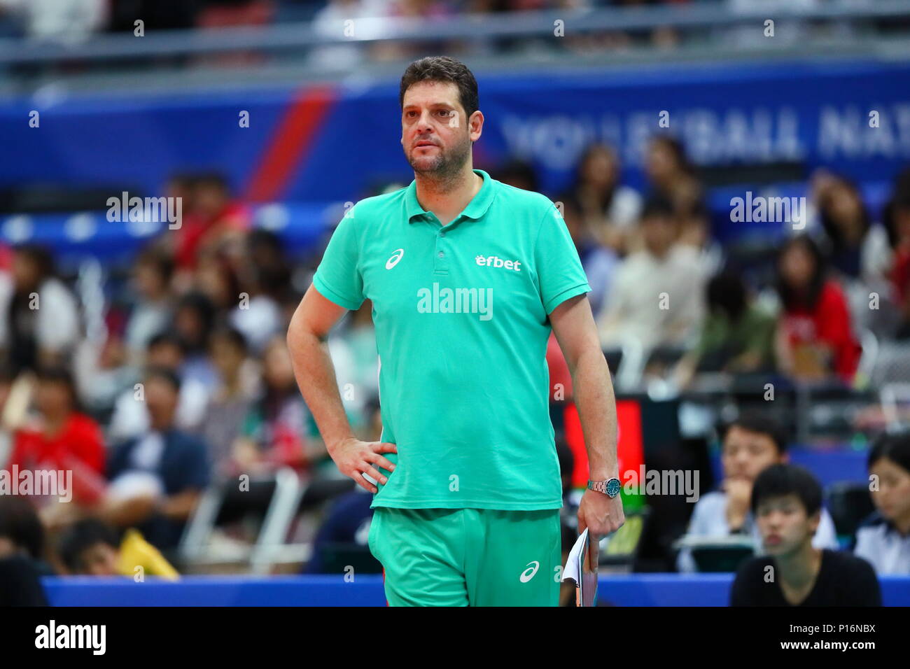 Osaka, Japan. 9th June, 2018. Plamen Konstantinov (BLG) Volleyball : FIVB Volleyball Nations ...