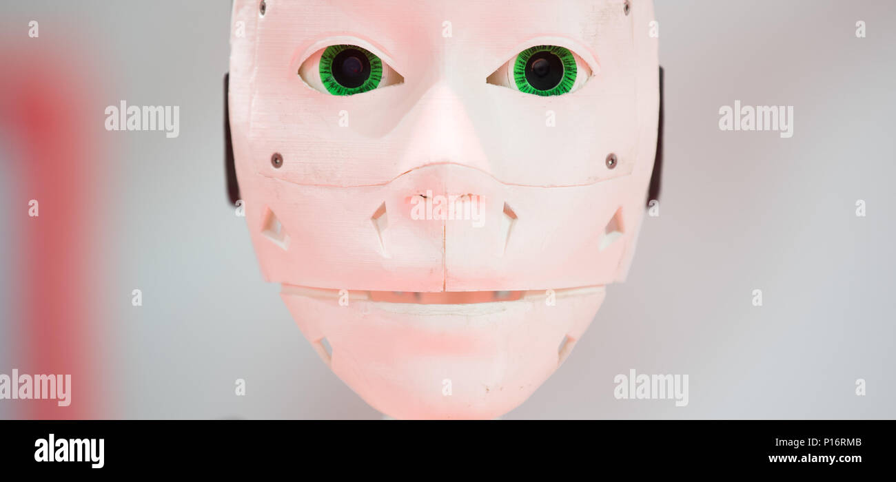 Hannover, Germany. 11th June, 2018. A robot face created by a 3D ...