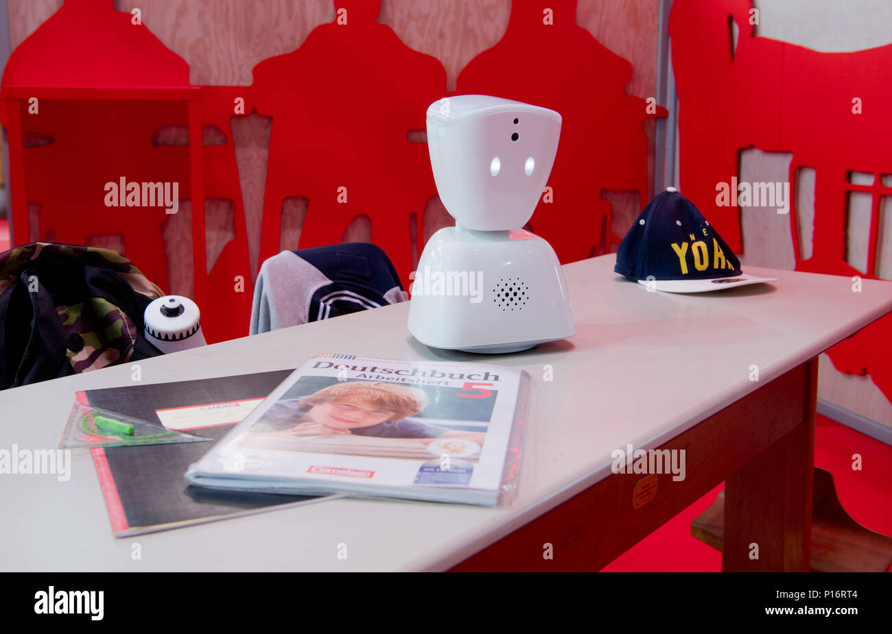 Hannover, Germany. 11th June, 2018. The littel robot Avatar AV1 can be ...