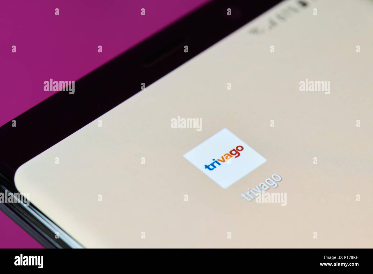 New york, USA - June 10, 2018: Trivago booking app icon on android ...