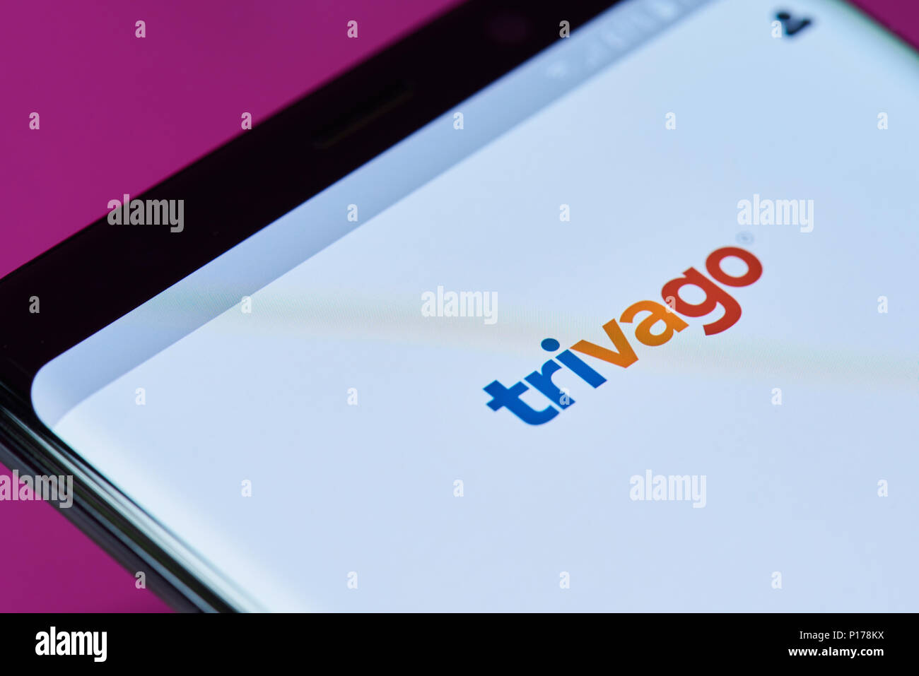 New york, USA - June 10, 2018: Trivago booking app menu on android ...