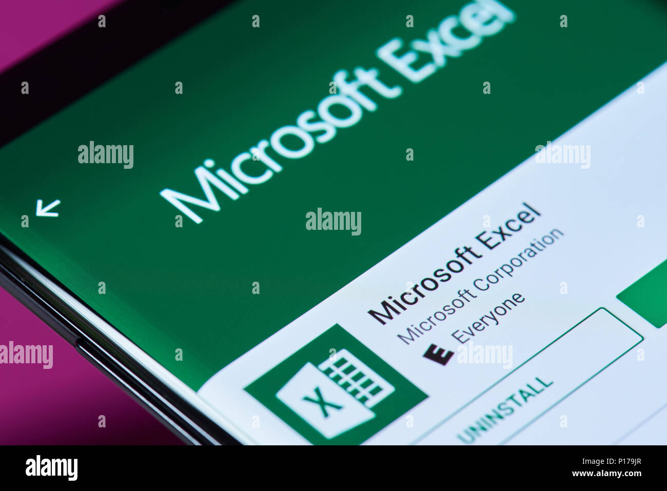 New york, USA - June 10, 2018: Microsoft excel application on android ...