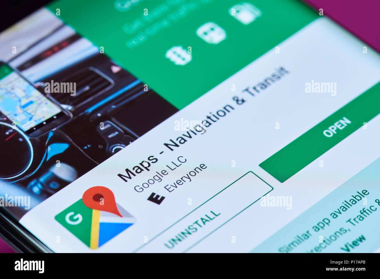 New york, USA - June 10, 2018: Google maps application on android ...