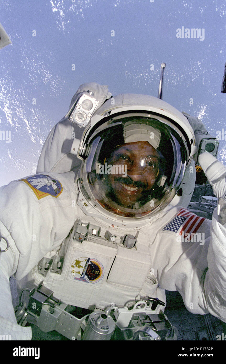 Mission Specialist Winston Scott as seen from inside orbiter Columbia ...